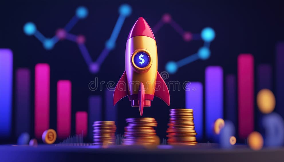 Illustration of Data Science Spaceship Rocket Seo on Financial Business ...