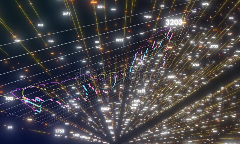 Illustration of a Data Visualization on a Black Futuristic Background ...