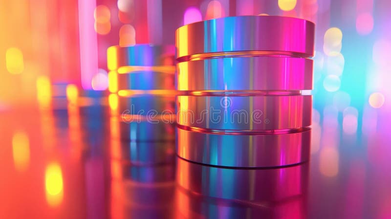Illustration of a Database Management Icon in 3D with a Vibrant Color ...
