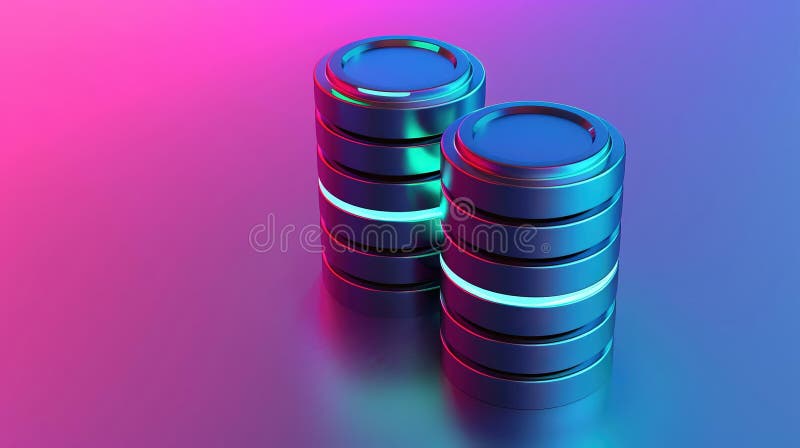 Illustration of a Database Management Icon in 3D with a Vibrant Color ...