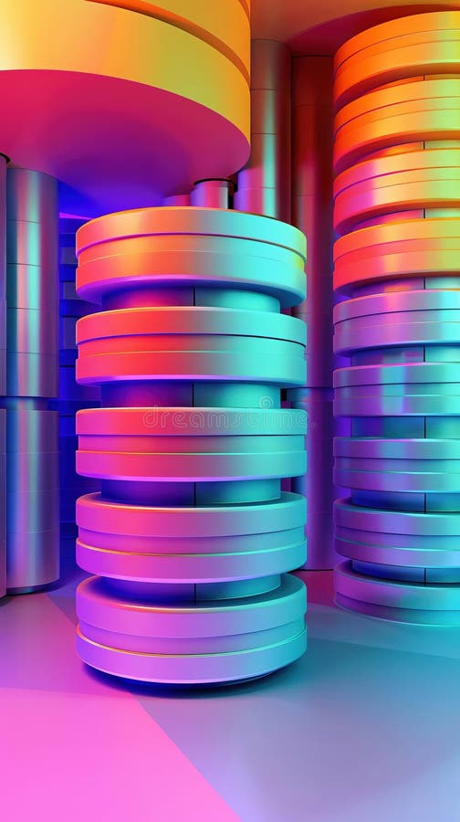 Illustration of a Database Management Icon in 3D with a Vibrant Color ...