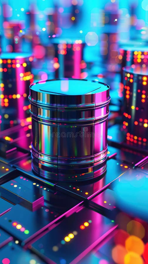 Illustration of a Database Management Icon in 3D with a Vibrant Color ...