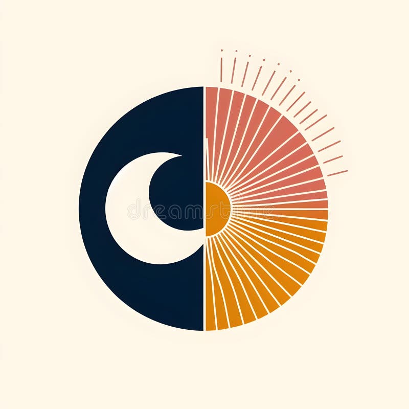 Illustration of a Day and Night , Half Moon and Half Sun Stock ...