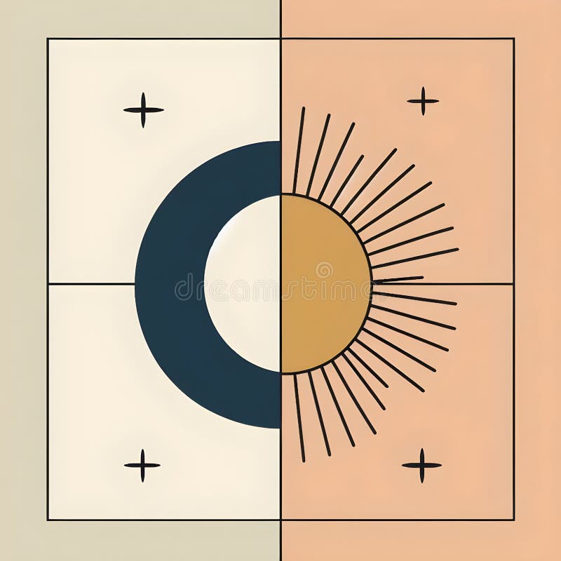 Illustration of a Day and Night , Half Moon and Half Sun Stock ...