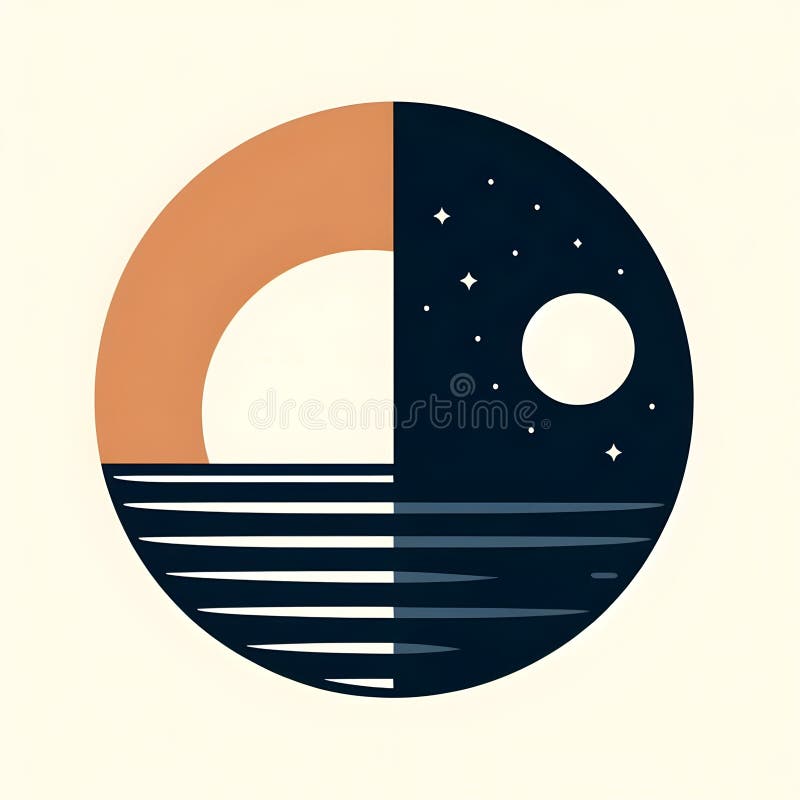 Illustration of a Day and Night , Half Moon and Half Sun Stock ...