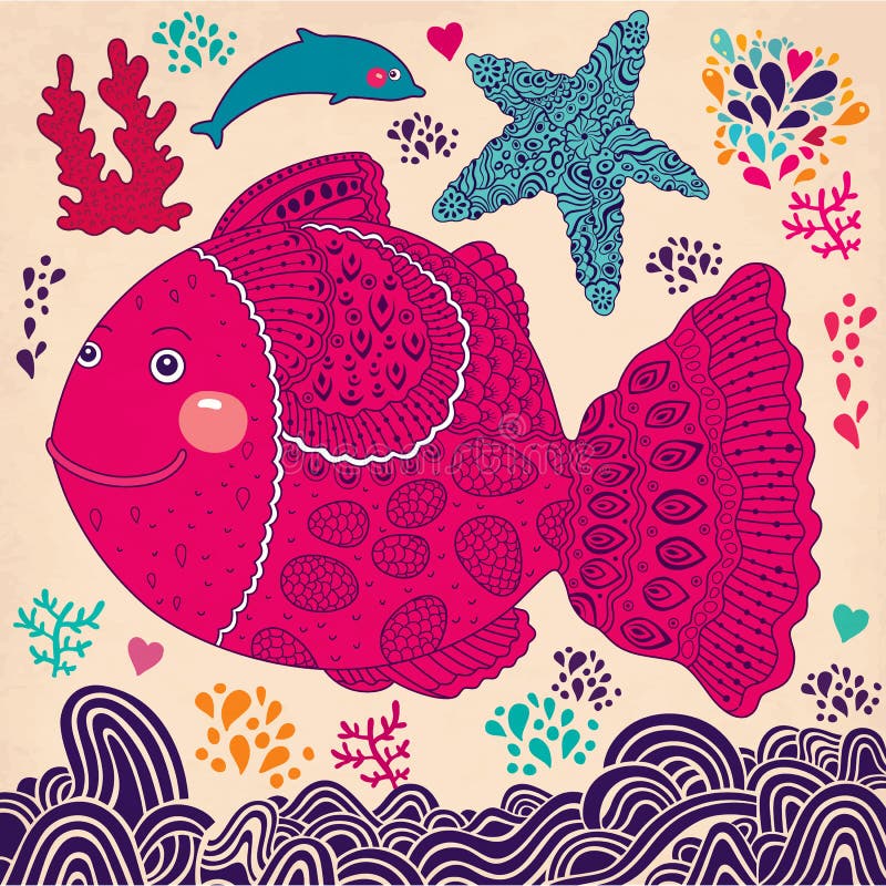 Créature Rose étrange De Poissons Avec Les Jambes Humaines Illustration ...