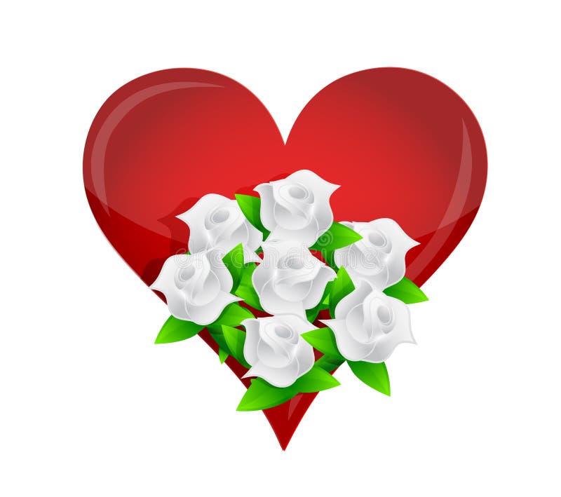 Illustration De Bouquet De Mariage De Fleur Blanche De Coeur ...