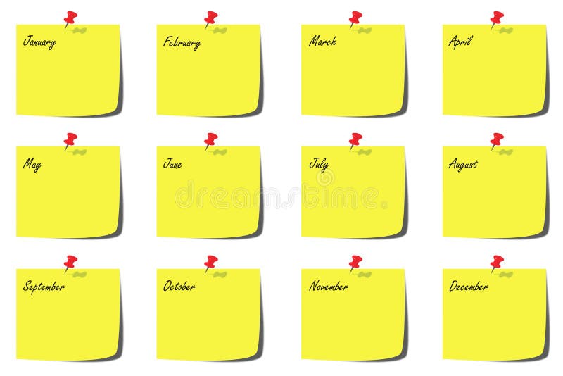 Post-it Avec Le Calendrier De Mois Illustration Stock - Illustration du ...