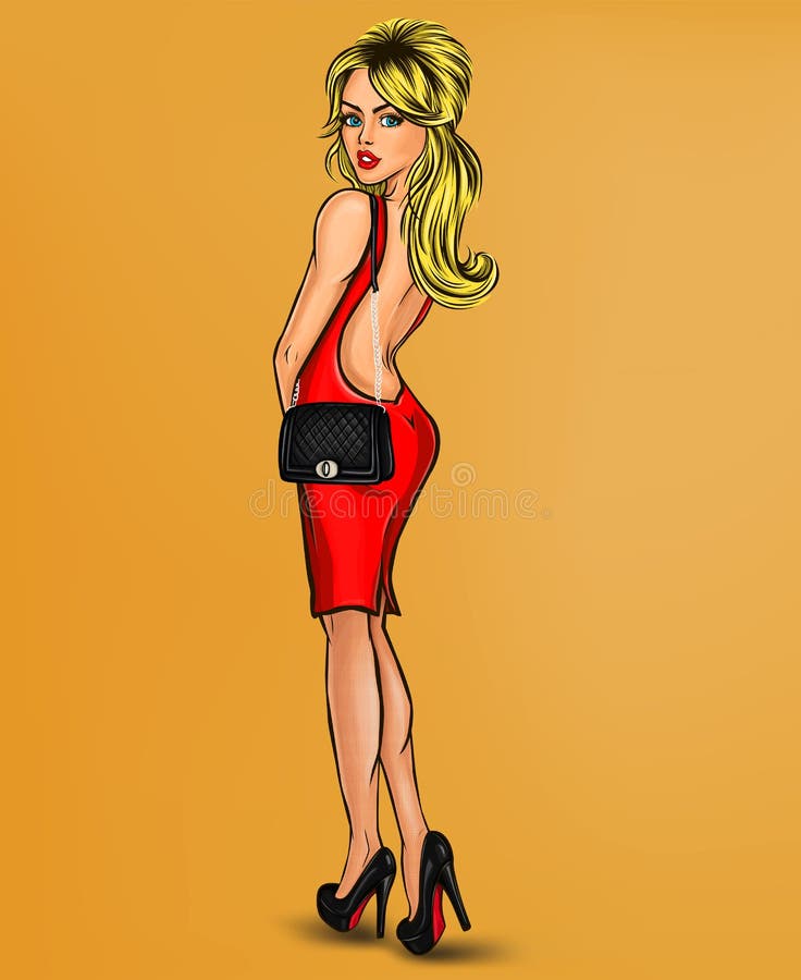 Illustration De Goupille Sexy Vers Le Haut De Blonde Illustration Stock