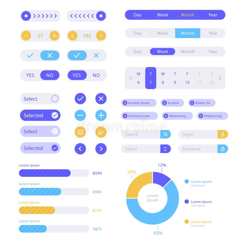 Illustration De L'ensemble De Kit Ui Design Plat. Illustration de ...