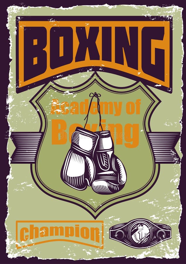 Affiche de boxe de vintage illustration de vecteur. Illustration du ...
