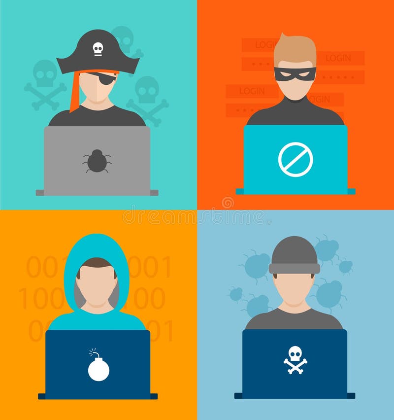 Icône De Pirate Informatique Avec Le Grand Ordinateur Portable ...