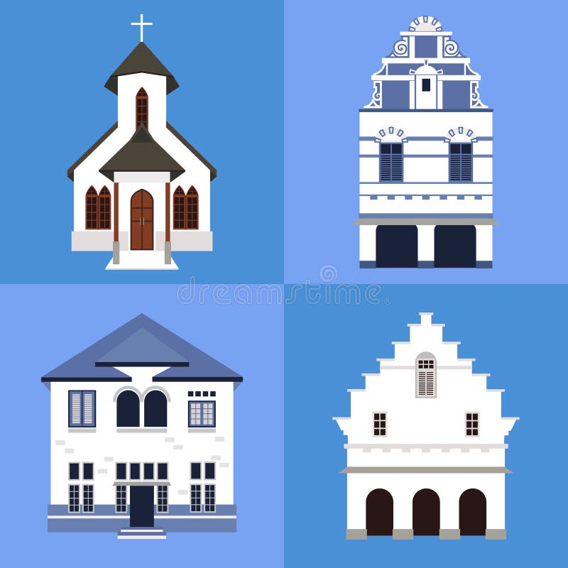 Illustration De Vecteur D'ensemble De Construction Colonial ...