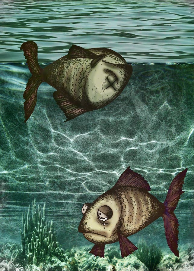Cartoon Dead Fish In Water