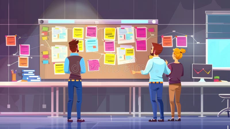 An Illustration of a Deadline, Teamwork, and Brainstorming in an Office ...