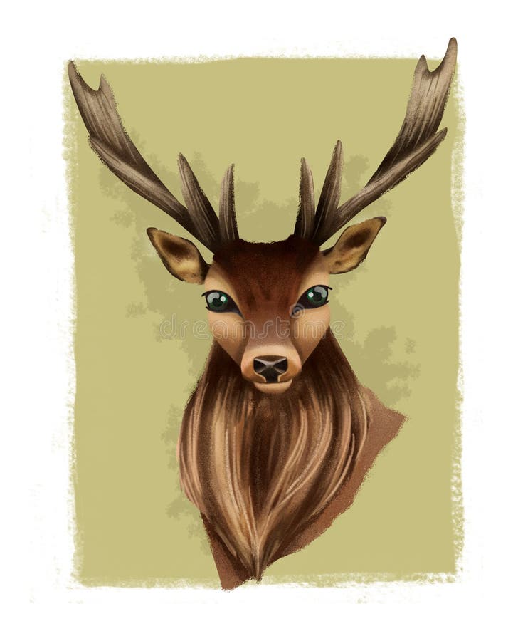 Deer Head Front View Illustration Stock Illustration - Illustration of ...