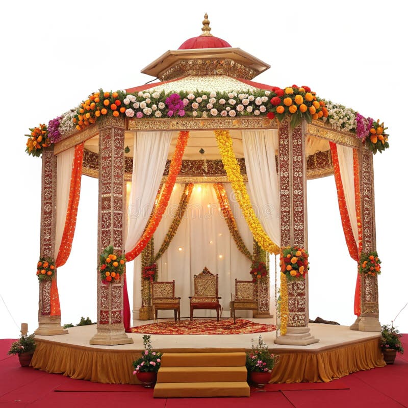 Decorated Indian Wedding Mandap Stock Illustration - Illustration of ...