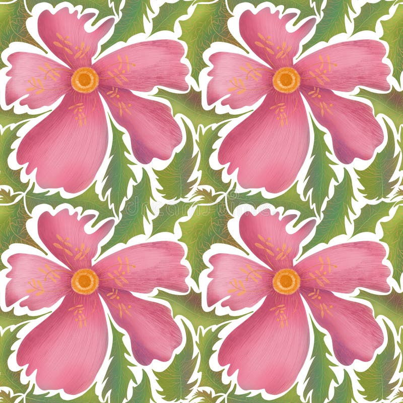 Illustration of Decorative Flowers Surrounded by Leaves Stock ...