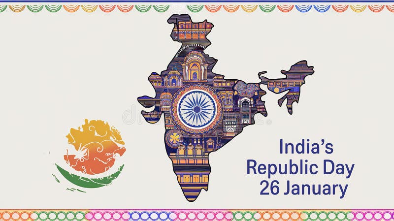 Illustration of Decorative Map of India Celebrating Republic Day on ...