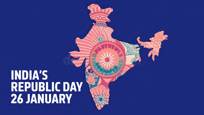 Illustration of Decorative Map of India Celebrating Republic Day on ...