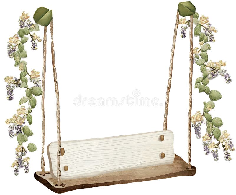 Illustration of a Decorative Swing Made from Light-colored Wood. it ...