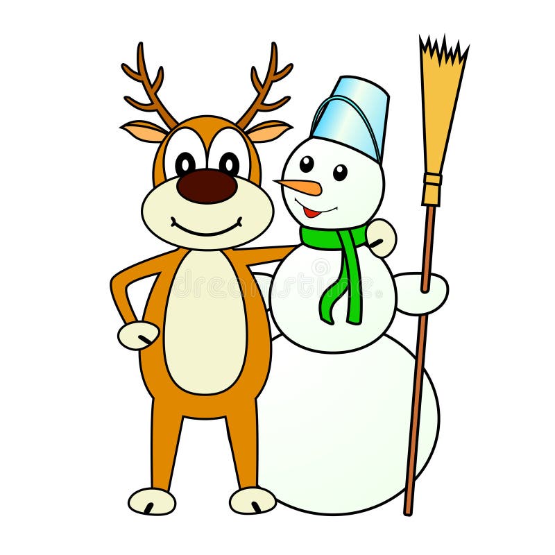 Illustration The Deer And The Snowman. Stock Vector - Illustration of ...