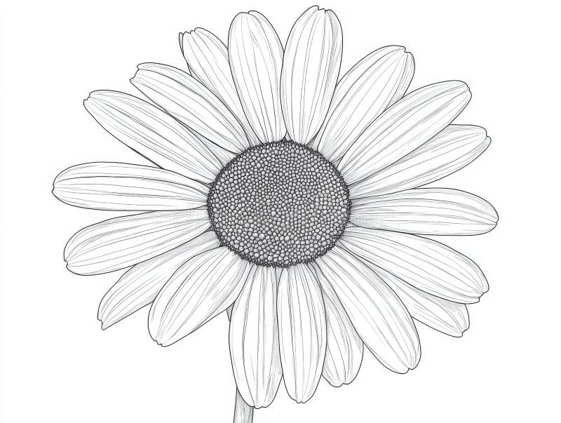 Illustration of a Delicate Hand-drawn Flower with Daisy Line Art Stock ...