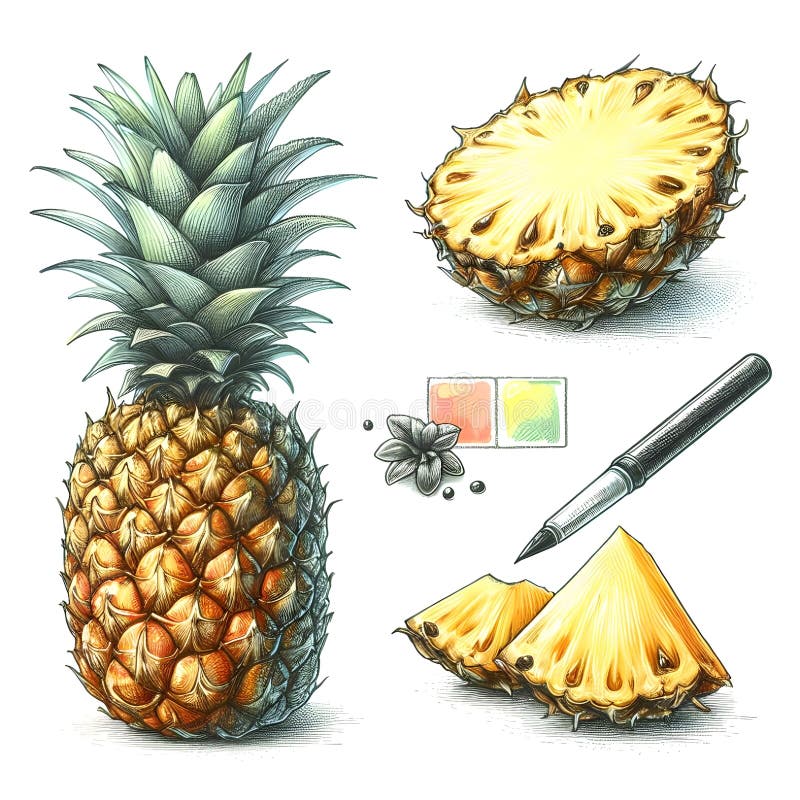 Delicious pineapple fruits stock illustration. Illustration of produce ...