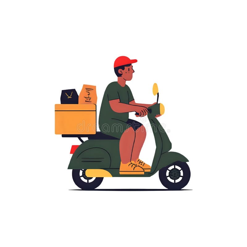 Illustration of a Delivery Person on a Motor Scooter Stock Vector ...