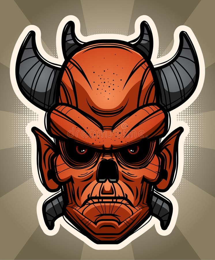 Evil Demon Skull Illustration Stock Vector - Illustration of cartoon ...