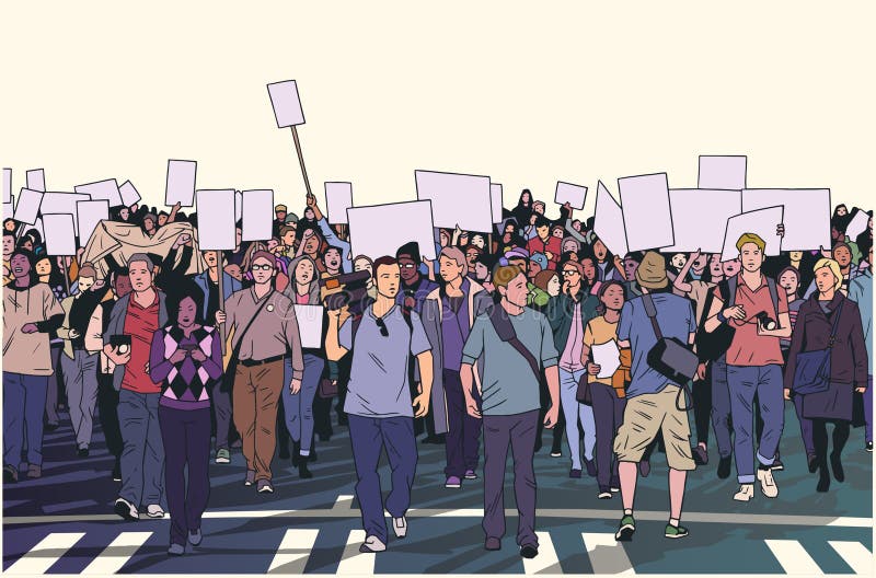 Illustration of Demonstrating Crowd in Peaceful March Stock ...