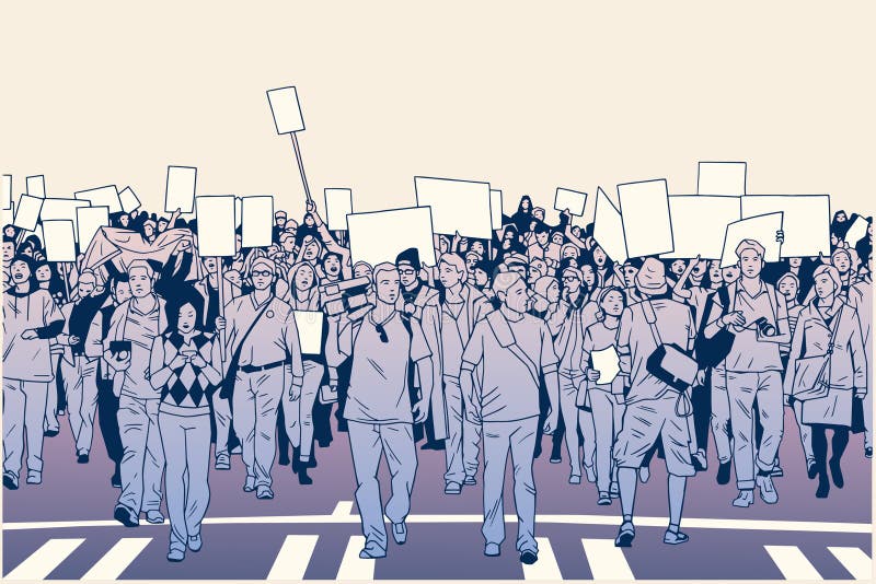 Illustration of Demonstrating Crowd in Peaceful March Stock Vector ...