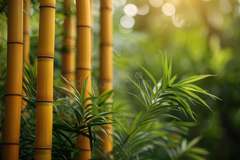 Illustration of Dense Bamboo Forest with Tall, Green Stalks Standing ...