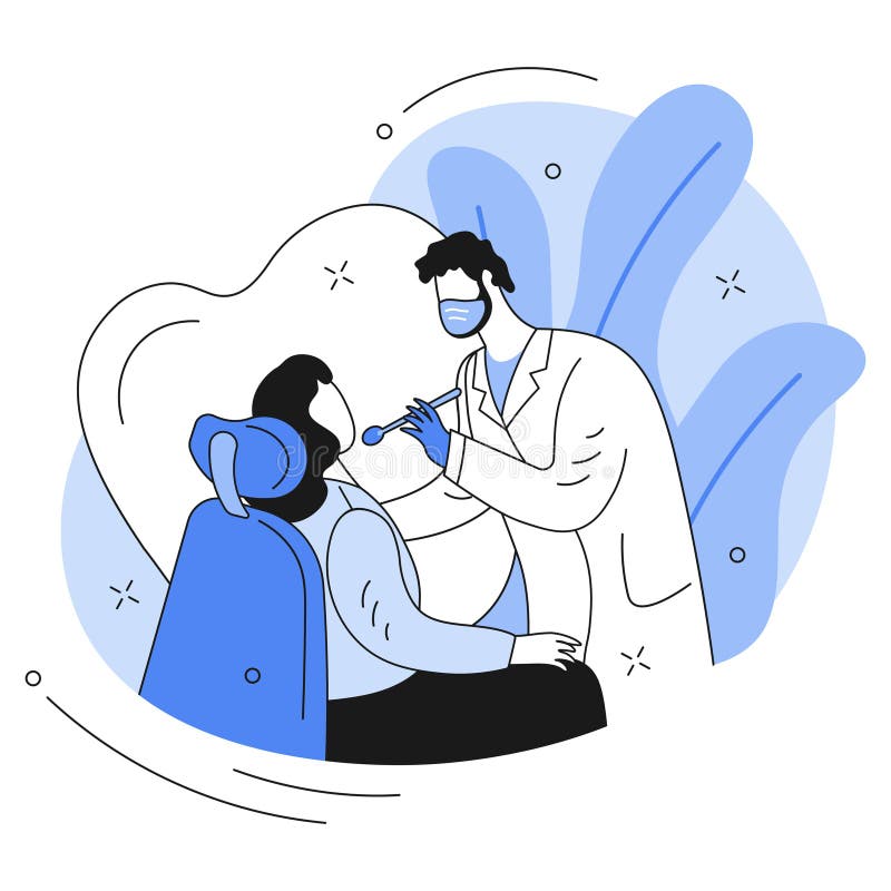 Illustration Dentist Treats Teeth Dentist and Patient Vector Stock Vector - Illustration of ...