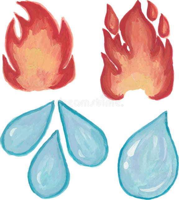 Illustration Depicting Abstract Representations of Fire and Water ...