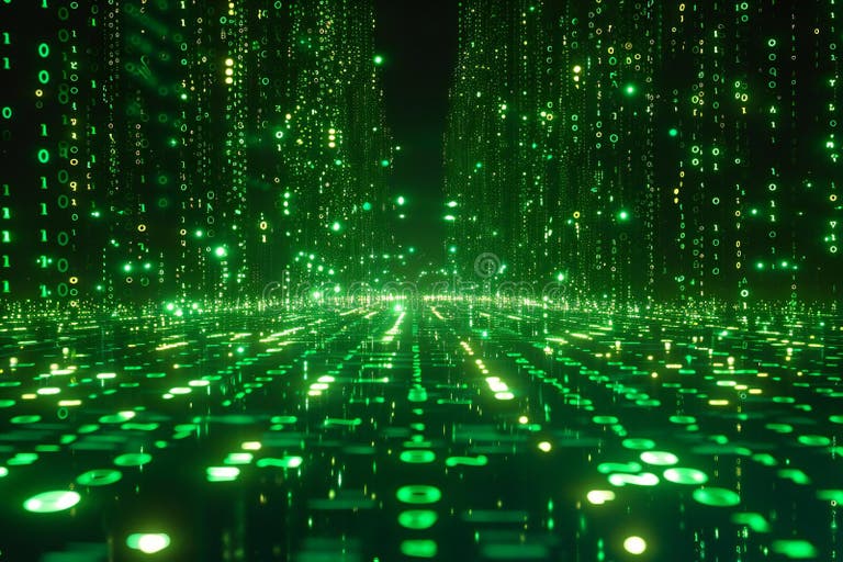 Depicting a Background of Green Binary Code Particles, Arranged in an ...