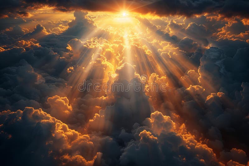 Depicting a Beam of Light Shining through the Clouds in an Open Sky ...