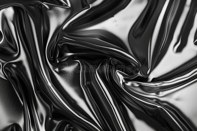 Depicting a Black and White Image of Shiny Plastic Fabric, Dramatic ...