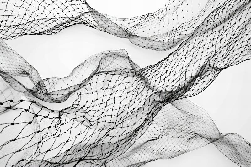 Depicting a Black and White Line Drawing of Fish Net Texture, on a ...