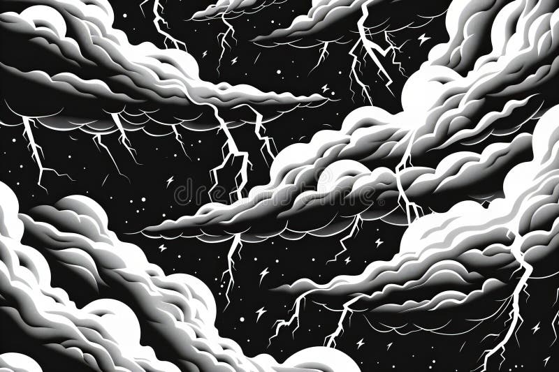 Depicting a Black and White Pattern of Lightning Bolts, High Quality ...