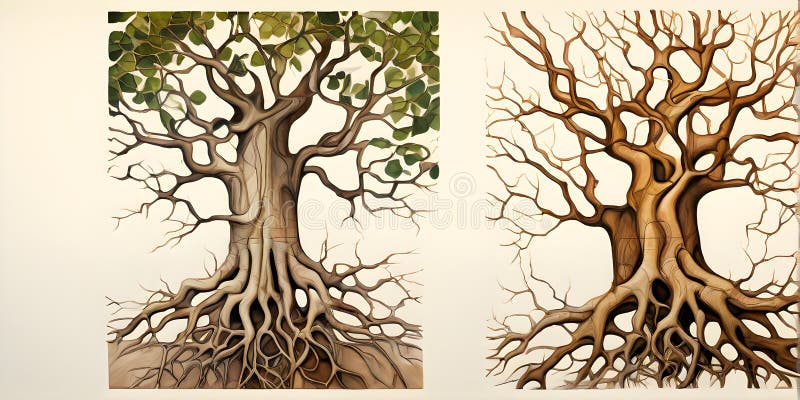 Illustration Depicting the Branching Patterns of Tree Roots Stock ...