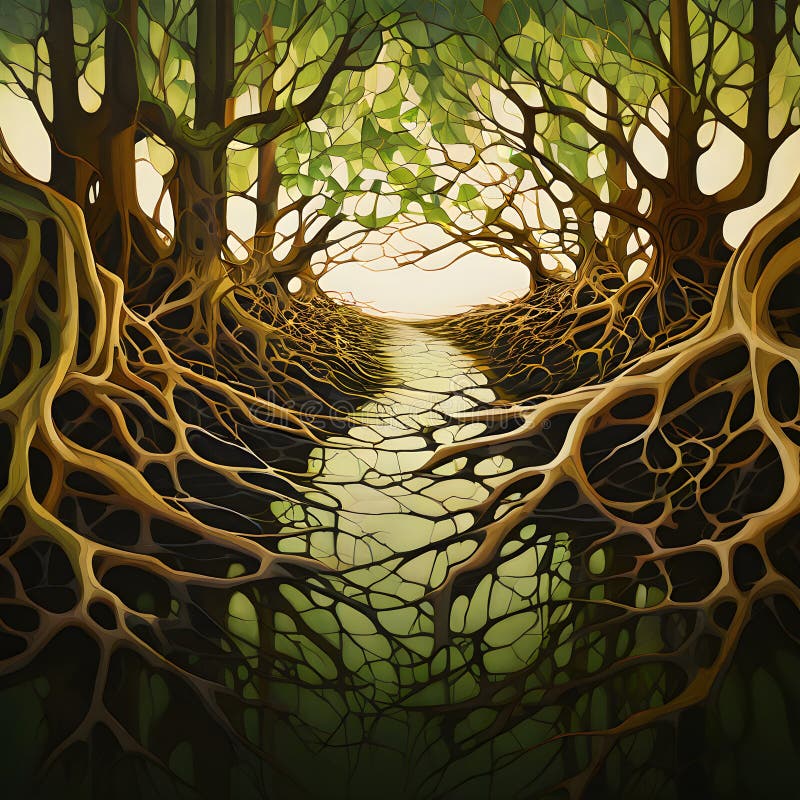 Illustration Depicting the Branching Patterns of Tree Roots Stock ...