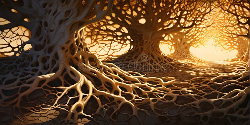 Illustration Depicting the Branching Patterns of Tree Roots Stock ...