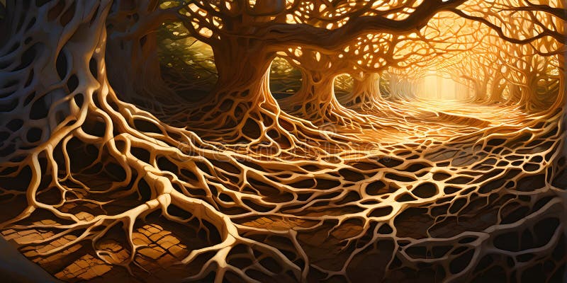 Illustration Depicting the Branching Patterns of Tree Roots Stock ...