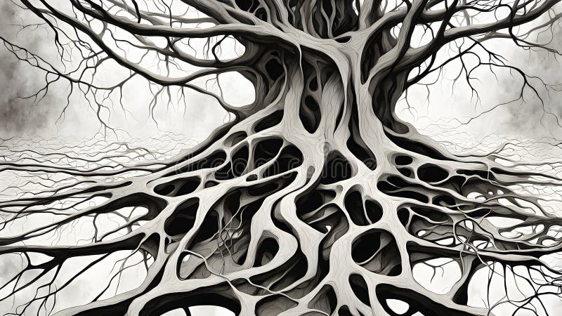 Illustration Depicting the Branching Patterns of Tree Roots Stock ...