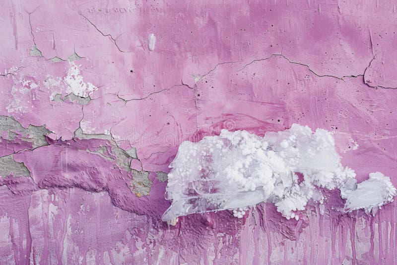 Depicting a Bright Color Blown Dust Covered Wall and a Small Patch of ...