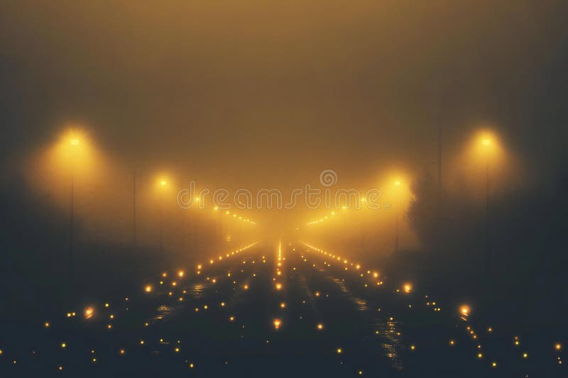 Depicting a Bright Yellow Lights in the Dark, High Quality, High ...