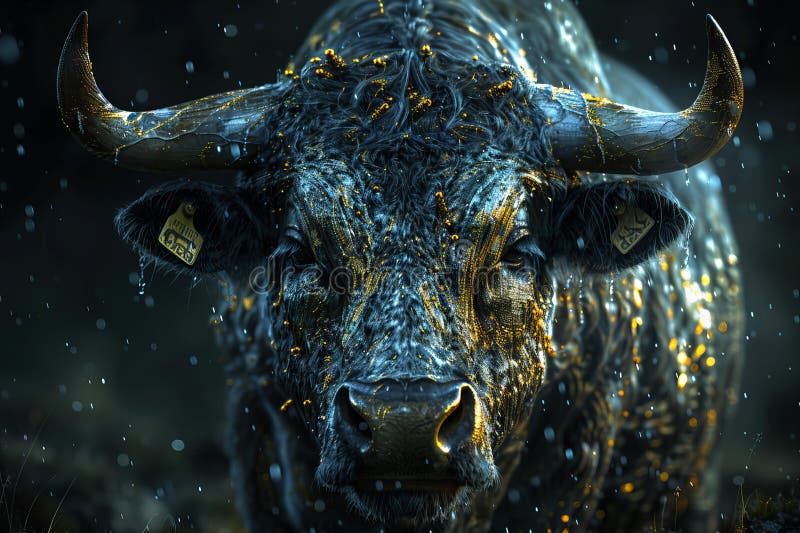 Depicting a Bull is Standing in the Dark, High Quality, High Resolution ...