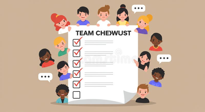 Illustration Depicting a Checklist Labeled "TEAM CHECKLIST" with Six ...