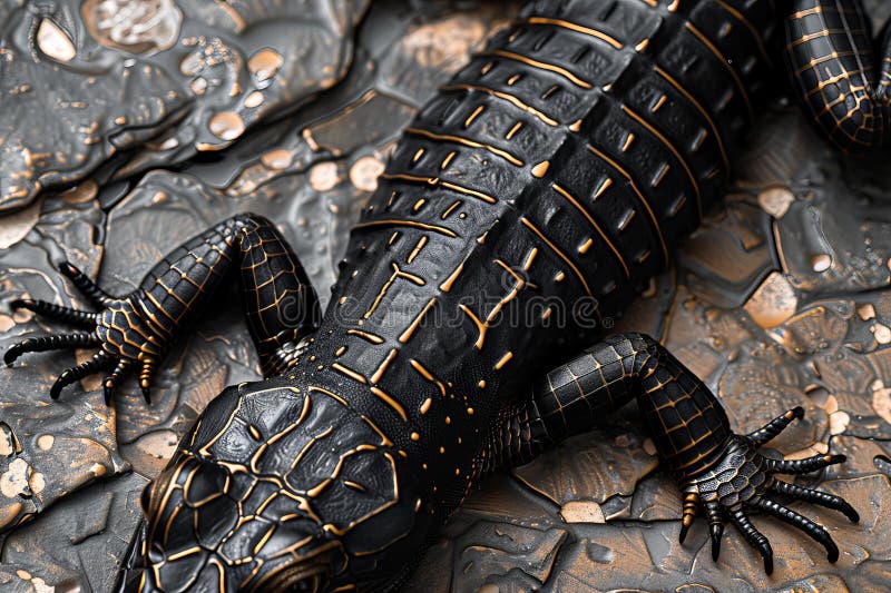 Depicting a Close Up of Black Lizard Skin, Pattern and Texture Stock ...